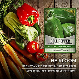 California Wonder Bell Seeds for Planting Garden Heirloom Non-GMO Seed Packet with Growing and Harvesting Peppers Instructions for Starting Indoors for Outdoor Vegetable Garden by Gardeners Basics