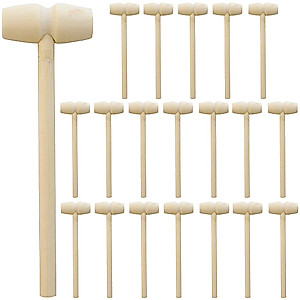 NODG 20 Pcs Mini Wooden Hammer Wooden Solid Crab Lobster Mallet Small Wooden Mallet Shell Wood Cracker Hardwood Hammer Pounding Toy for Breakable Heart Cracking Seafood Chocolate for Kids