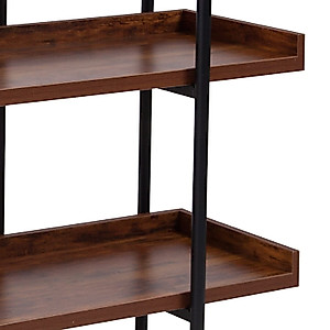 Flash Furniture Mayfair 3 Shelf 35"H Storage Display Unit Bookcase with Black Metal Frame in Rustic Wood Grain Finish
