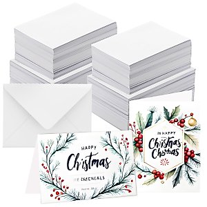 ANSSDO 50 Pack 5x7 Inch White Cotton Watercolor Cards with Envelopes, Foldable, Heavyweight 140lb, Greeting Cards for All Occasions