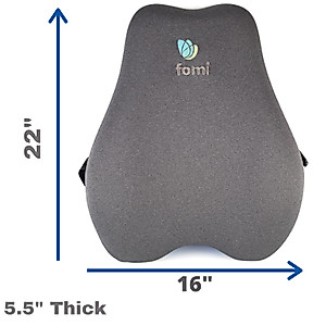 FOMI Extra High Back Lumbar Support Pillow | Thick Thoracic Foam Pad for Car, Home, Office, Gaming Chair, Wheelchair, Recliner | Sciatica, Tailbone Pain Relief | Upper Lower Backrest, Posture Aid