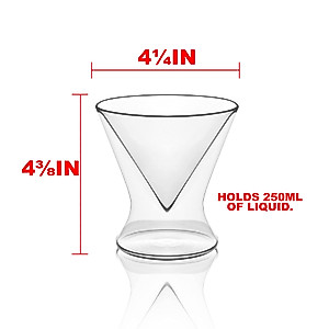 LEMONSODA Stemless Martini Cocktail Glasses for Margarita, Manhattan, Cosmopolitan, Home Bar, Evening Parties, Birthdays, Housewarming Gift, Crystal Clear 8 OZ - Set of 4