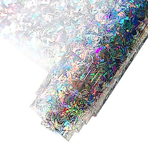 HYANG Transparent Rose PVC Super Clear Holographic Vinyl Faux Leather Sheets 1 Roll 12" x 53" (30cm x 135cm) for DIY Bows Earrings Bags DIY Crafts Making