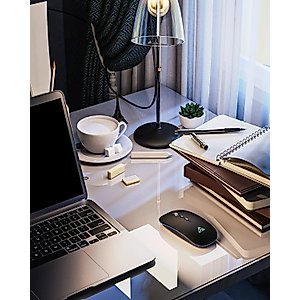 Uineer Bluetooth Mouse, LED Rechargeable Wireless Mouse(BT 5.1+2.4G), Silent Computer Mice for Laptop Desktop, MacBook, Windows, Mac OS,Black