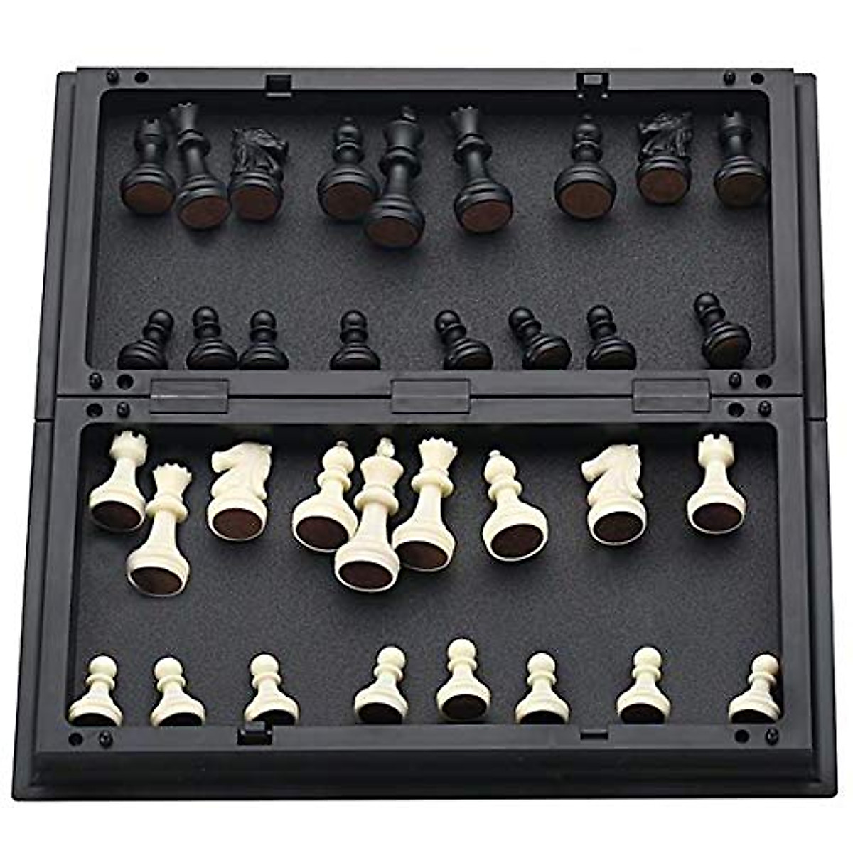 Combo Set - Digital Chess Timer Count Up/Down Chess Game Clock + 25x25cm Magnetic Folding Chess Board with Black & White Chess Pieces + Extra 2 Queens