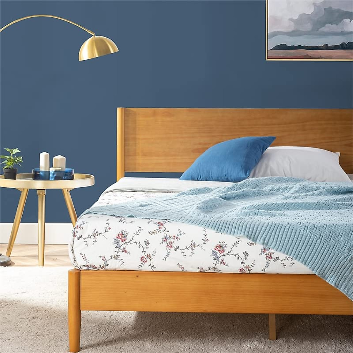 ZINUS Allen Mid Century Wood Platform Bed Frame / Solid Wood Foundation / Wood Slat Support / No Box Spring Needed / Easy Assembly, Full, Brown