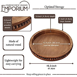 Creekview Home Emporium Rustic Wood Tray Centerpiece Tray - 16in Large Decorative Round Wooden Tray for Decor or Serving