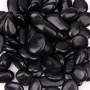 [18 Pounds] Black Pebbles Aquarium Gravel River Rock, Natural Polished Decorative Gravel,Garden Outdoor Ornamental River Pebbles Rocks,Black Stones，Polished Gravel for Landscaping Vase Fillers (Black)