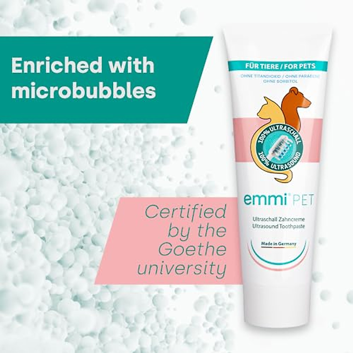 Emmi-pet Ultrasonic Toothpaste with Nano-Bubbles (new extra mild formulation, vegan, paraben free)