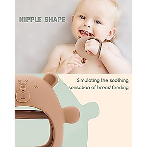 Teething Toys for Babies 3-6 Months, AEOLZ Anti-drop Silicone Bear Baby Mitten Teether Toy for Teething Relief, Infants Sucking Needs Chew Toy, BPA Free