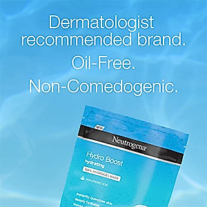 Neutrogena Hydro Boost Moisturizing & Hydrating 100% Hydrogel Sheet Face Mask for Dry Skin with Hyaluronic Acid, Gentle & Non-Comedogenic, 1 Ounce (Pack of 12)