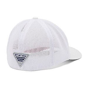 Columbia Unisex Pfg Mesh Ball Cap, White, Vivid Blue, Usa Flag, Small/Medium