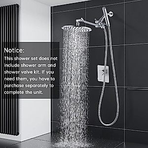 G-Promise All Metal Dual Shower Head Combo | 8" Rainfall Shower Head, Handheld Shower Wand | Smooth 3-way Diverter | with Adjustable Extender - An Upgrade of Shower Experience (Polished Chrome)