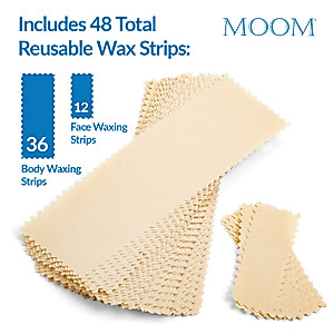 MOOM Waxing Hair Removal Strips for Men Polycotton, Specially Engineered for Maximum Hair Removal – Perfect for Back, Chest & Body Hair Wax (48 Count) 1 Pack