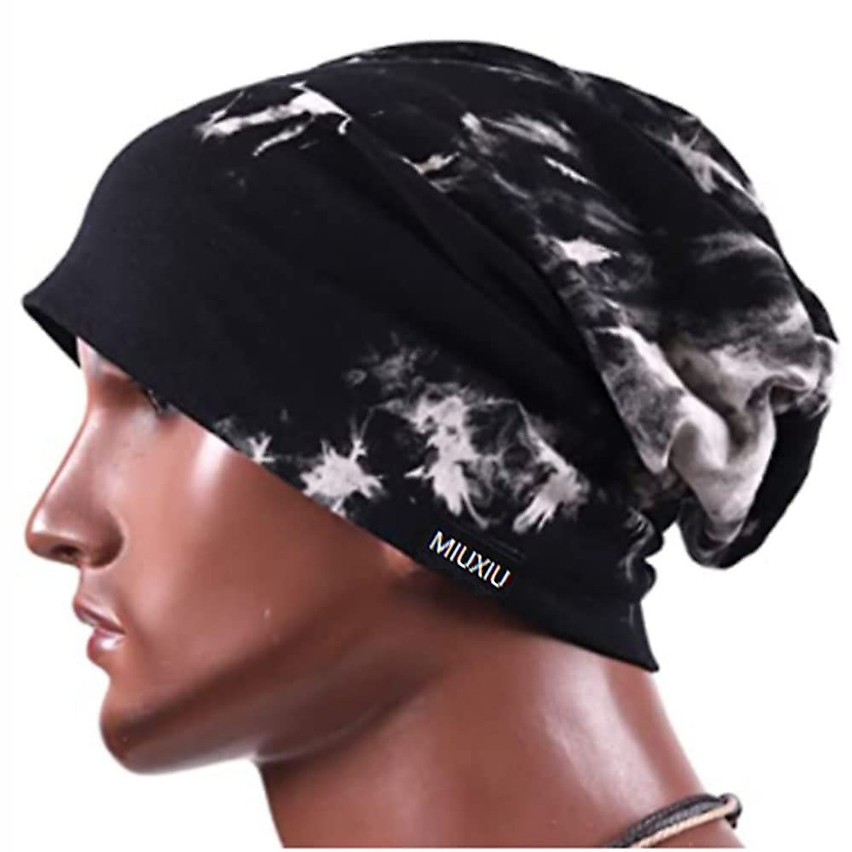 MIUXIU Mens Slouchy Beanie Hat Thin Baggy Summer Skull Cap Knit Hat (Black)
