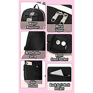 Teens Girls School Backpack Travel Backpack College Laptop Backpacks, 18 Inch Durable Water Resistant Bookbags for Boys Girls Students Women (Black)