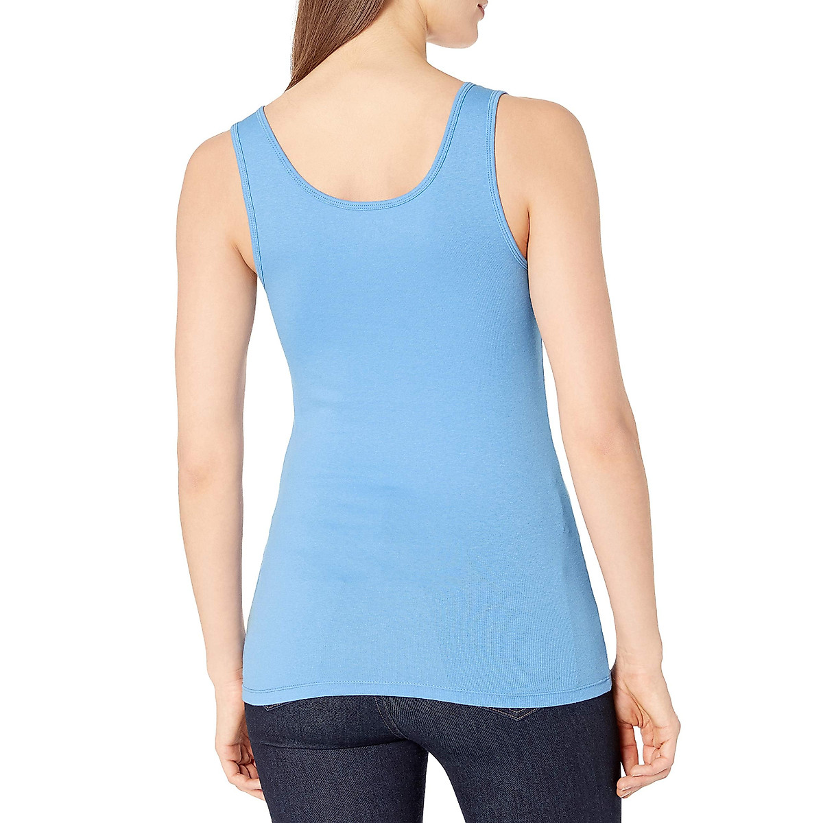 Amazon Essentials Women's Slim-Fit Tank, Pack of 2, Aqua Blue/French Blue, Small