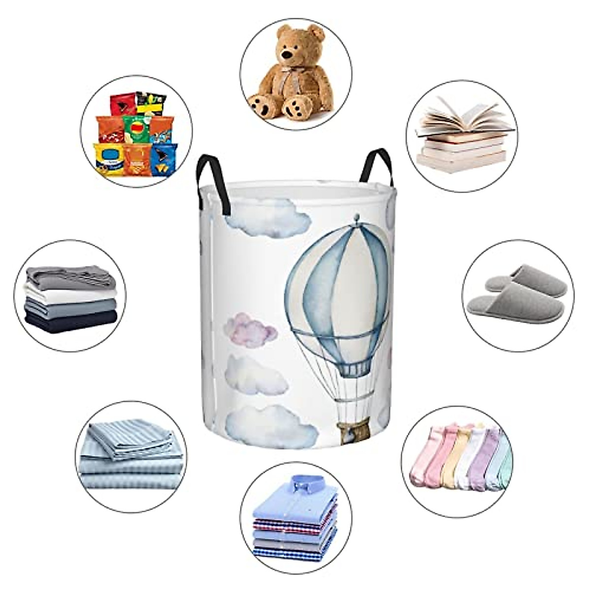 Gbuzozie Hot Air Balloon Round Laundry Hamper Storage Basket Toys Clothes Organizer Bin For Home Bathroom Bedroom Dorm Nursery, 38l