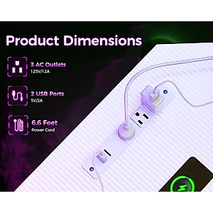 ODK L Shaped Gaming Desk with LED Lights & Power Outlets, 51" Computer Desk with Full Monitor Stand, Corner Desk with Cup Holder, Gaming Table with Hooks, White Carbon Fiber