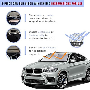 Ziciner 2 PCS Car Windshield Sun Shade, Auto Sun Heat and UV Rays Blocker, 31.1"×27.9" Foldable Automotive Front Window Sunshade Protector, Universal Vehicle Interior Accessories (Silver)