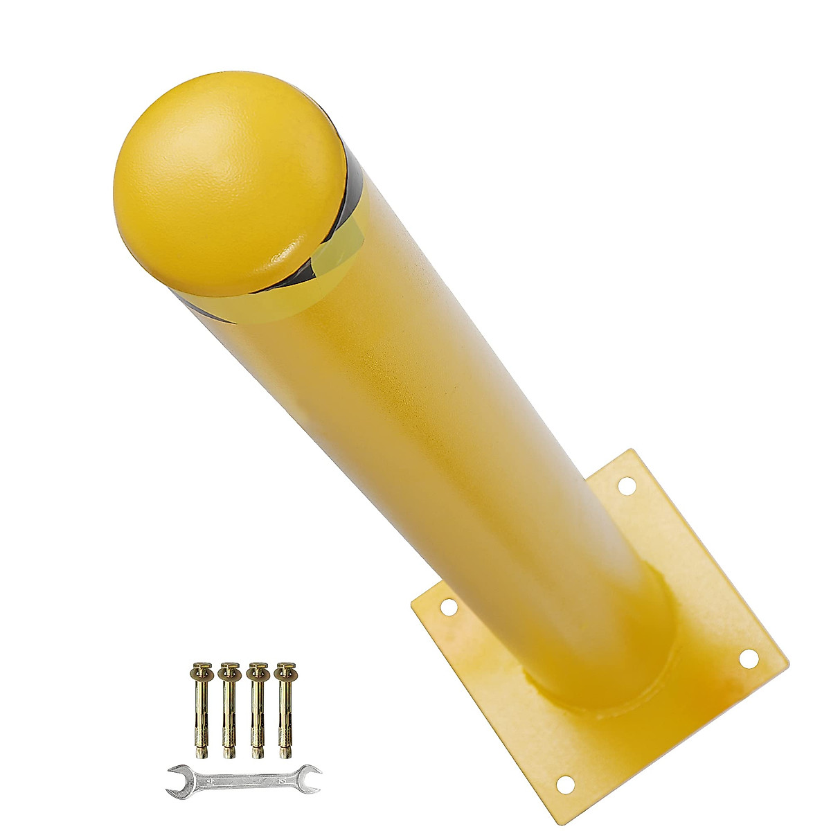 DorBuphan 2Packs 36-4.5 Bollards 4-1/2" OD 36" Height Safety Bollard Yellow Powder Coat Street Bollard Parking Post 4 Free Anchor Bolts for Garage or Parking Lot
