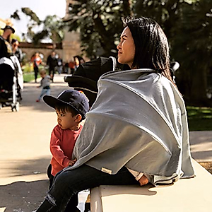 First and ONLY Multi-Use Nursing Cover You Don't Need to Hold Up to See in Breathable with 360 Coverage, Breastfeeding Scarf, Canopy, Car Seat Cover, Poncho (Latte Stone Grey) infineni by nenikanopi