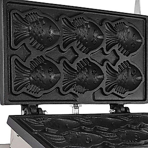ALDKitchen Taiyaki Maker | Fish-Shaped Waffle Iron | Nonstick (6 Pcs Mini (Closed-Mouth Fish))