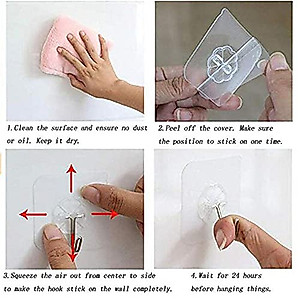 12Pcs/Set Transparent Seamless Self Adhesive Hook Load Bearing 13.2lb/6kg(Max) Waterproof and OilproofStrong Stick Hook Bathroom Kitchen Wall Hanger