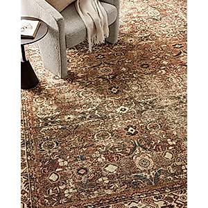 Loloi Magnolia Home by Joanna Gaines Banks Collection BAN-04 Brick/Ivory 8'-6" x 11'-6", .13" Pile Height, Machine Washable, Area Rug