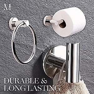 MARMOLUX ACC Chrome Bathroom Hardware Set 3 Piece-Robe Hook, Hand Towel Holder and Toilet Paper Holder, Wall Mounted Bathroom Fixtures, Towel Rack Towel Hanger SUS 304 Stainless Steel, Polished Chrome