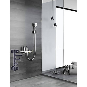 Generic Wall-Mounted Coat Rack,Wall-Mounted Coat Rack, Coat Hanger Hooks Modern Key Hanger Space-Saving Design for Door (4 Swivel Arms Black)