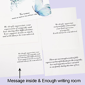 50 Pack Funeral Thank You Cards with Envelopes, Stickers & Message Inside, 4×6 in Watercolor Flowers Butterflies Bereavement Sympathy Thank You Cards for Funeral Family Friends Loved Ones Celebration of Life