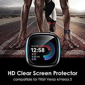 YMHML 4 Pack Compatible for Fitbit Versa 4/Versa 3 Screen Protector, Flexible PMMA Film Not Glass Full Coverage Anti-Scratch Cover Bubble Free Waterproof Screen Protector for Versa 4/3 Accessories