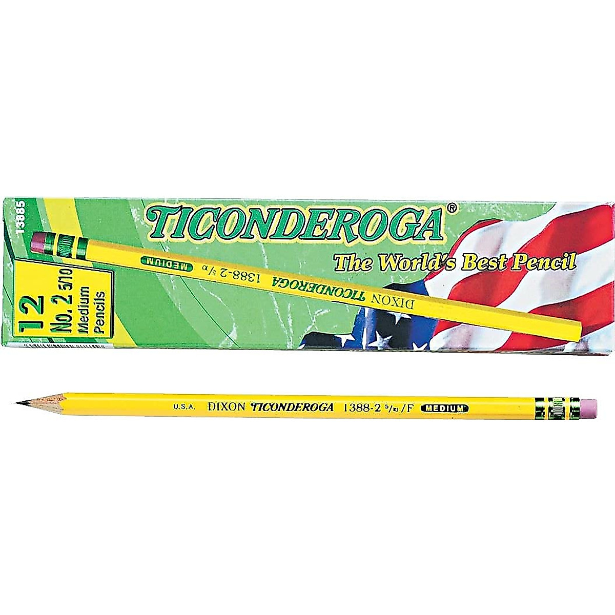 Ticonderoga 13885 Woodcase Pencil, F #2.5, Yellow, Dozen