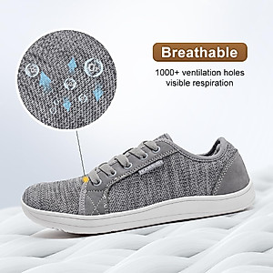 Minimalist Barefoot Shoes, Wide Toe Box Sneakers for Women Men Zero Drop Breathable Flat Soft Road Running Walking Tennis Lace Up Casual Mesh Comfy Loafer Nurse Golf Workout Drving Work Gym Travel