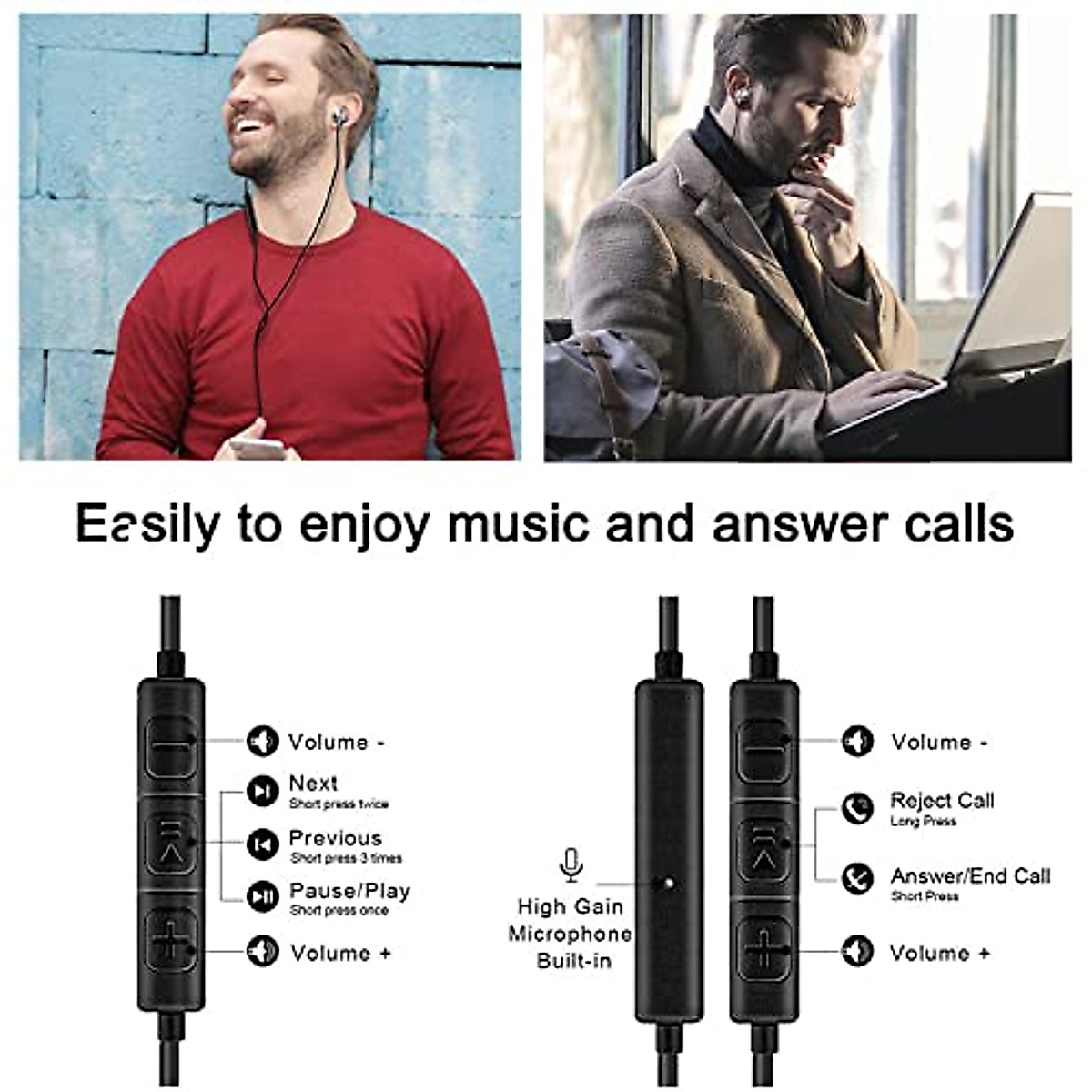 XINLIANG Earbuds Earphones with Microphone, Earbuds with Volume Control in-Ear Headphones with Magnetic, Bass Driven 3.5 mm Earbuds for iOS and Android Smartphones, Laptops, MP3,Gaming, Walkman