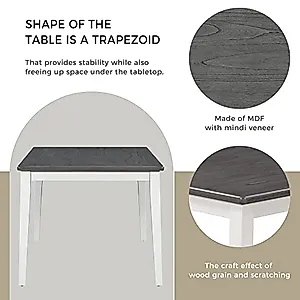 ERYE FANYE Classic Wooden 6-Piece Upholstered Dining Furniture Sets Include 1 Table, 4 Chairs with Soft Cushions and Padded Bench for Home Apartment Kitchen & Dining Room,White+Gray