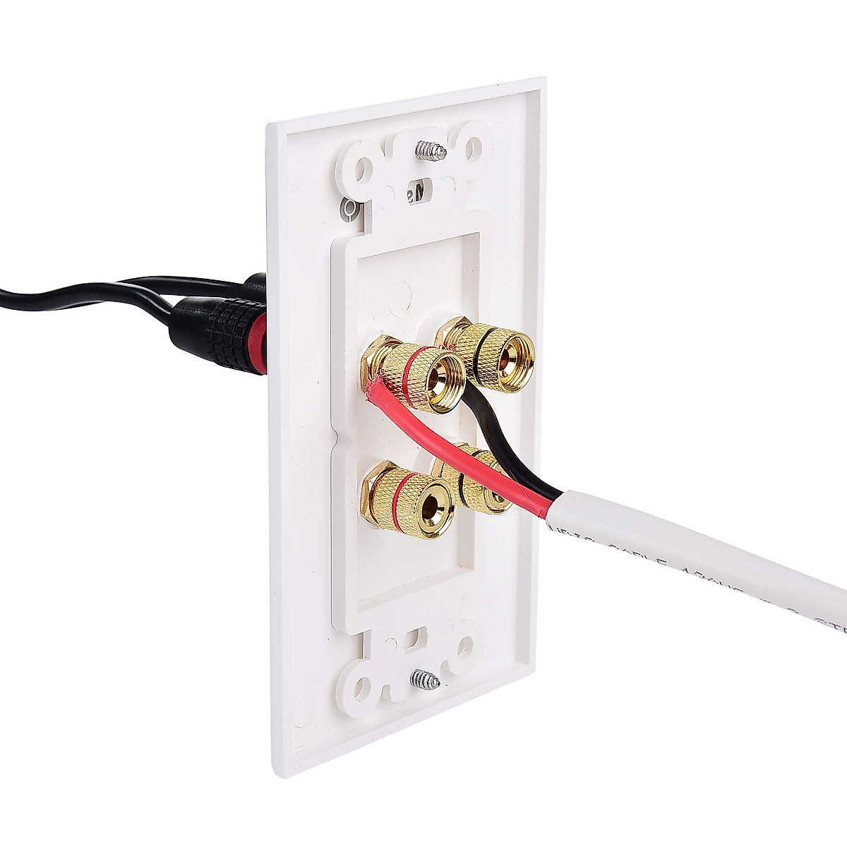 Cable Matters 2-Pack Speaker Wire Wall Plate (Speaker Wall Plate, Banana Plug Wall Plate) for 2 Speakers in White