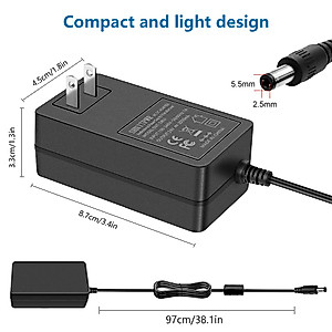 SHNITPWR 24V DC Power Supply Adapter 24 Volt 2A 48W AC to DC Converter Transformer 100~240V AC Input with 5.5x2.5mm DC Tip for 5050 3528 LED Strip 3D Printer CCTV Security System LCD Monitor