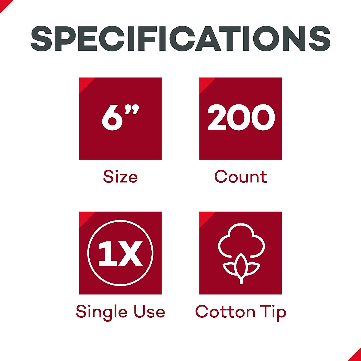 Dealmed 6" Cotton-Tipped Wood Applicators – 200 Sterile Cotton-Tipped Applicators for Application of Medication, Cleaning Skin, Arts, Crafts and More (Box of 200)