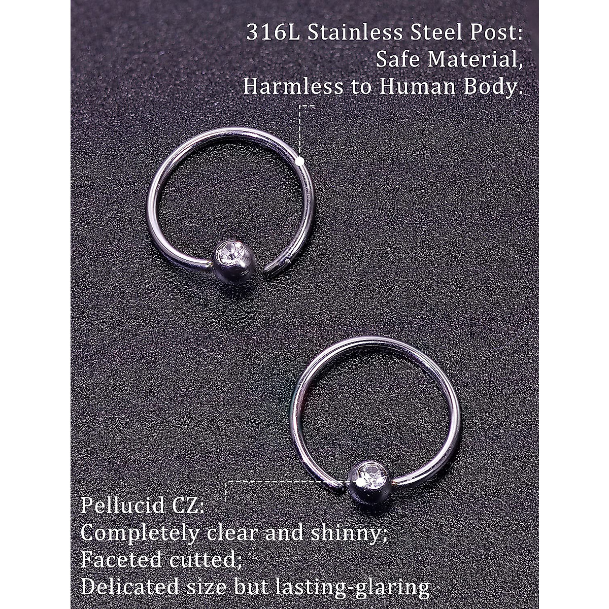 Boernfnso 18G Nose Rings for Women Surgical Steel Nose Rings Hoops Nose Piercing Jewelry,Screw Nose Rings, Corkscrew Nose Ring Studs,Opal Nose Ring CZ Screw Nose Studs，Cute Nose Rings,Silver