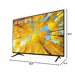 LG 55UQ7570PUJ 55 Inch 4K UHD Smart webOS TV Bundle with Deco Gear 60W 2.0 Channel Soundbar, 37"-100" TV Wall Mount Bracket Bundle and 6-Outlet Surge Adapter