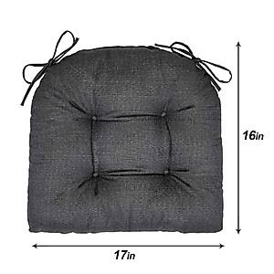 Kyaringtso Chair Cushions for Dining Chairs, 4 Pack Soft and Comfortable Chair Cushions Pads with Ties, Seat Cushions for Kitchen Chairs，Dining Room (4 Pack 17x16, Black)