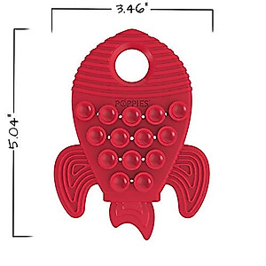 POPPIES Red The Rocket BPA-Free Silicone Suction Cup Teether, Sensory, Bath Toy