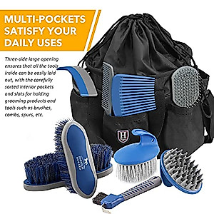 Harrison Howard Premium Horse Grooming Organizer Bag Horse Grooming Tote Bag-Mars Black