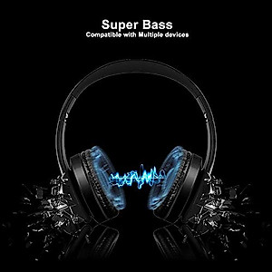 Viwind Wireless Bluetooth Headphones Over Ear with Mic,Foldable Noise Cancelling Headset for Travel Work TV PC Android Cellphone 【Hi-Fi Stereo &Comfortable Earpads】-Black