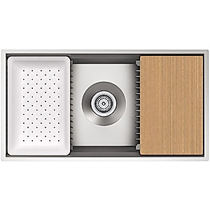 KOHLER 5540-NA Prolific 33 Inch Workstation Stainless Steel Single Bowl Kitchen Sink with Included Accessories, Undermount Installation, Stainless Steel