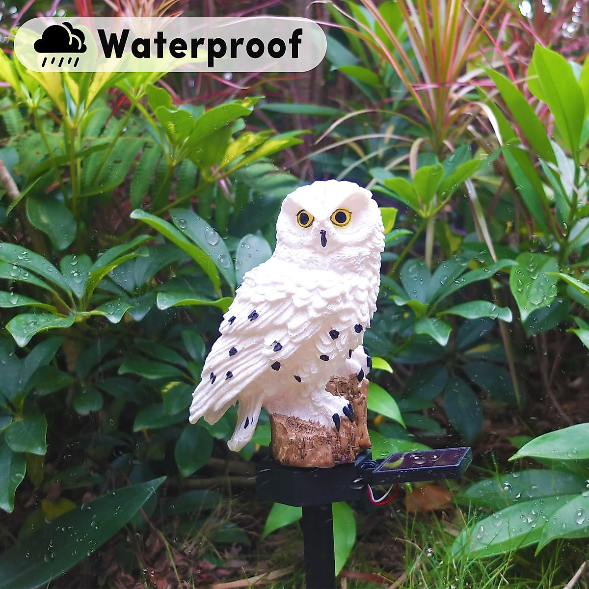 DUODEAN Solar Garden Lights, Cute White Owl Statues Waterproof Outdoor Decorations, Resin Animal Ornaments Gifts for Grandma Yard Lawn Pathway Flower Fence Art