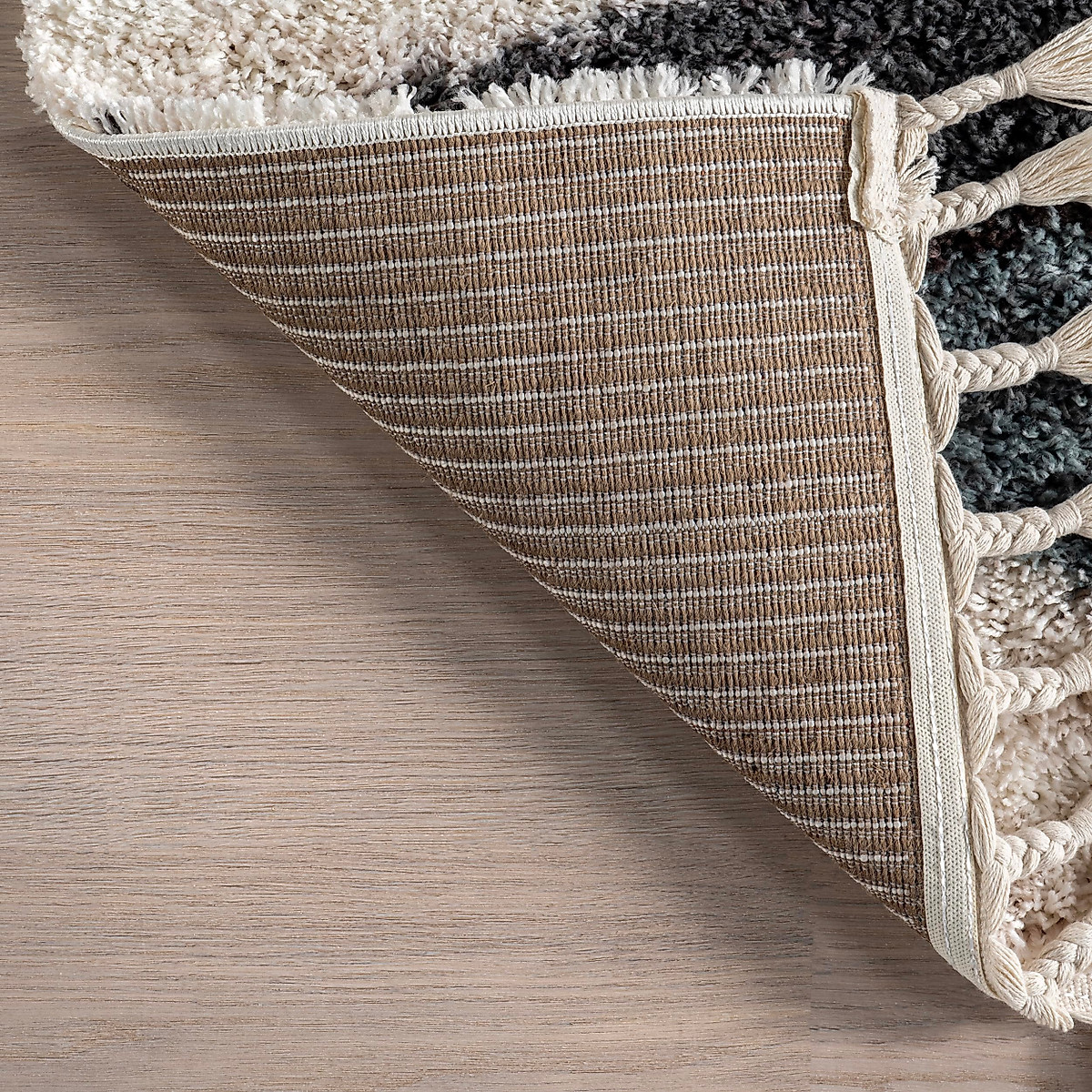 nuLOOM Kali Geometric 4x6 Shag Area Rug for Living Room Bedroom Dining Room Nursery Kitchen, Navy