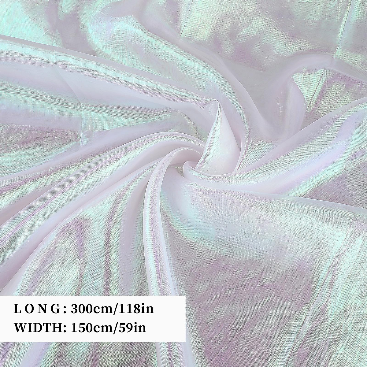 3.3 Yard Rainbow Tulle Fabric 120'' Rainbow Laser Gradient Iridescent Fabric Sheer Fabric Background for Pictures Shiny Tulle Fabric Fiber Optic Fabric for Wedding Photography Background Party DIY